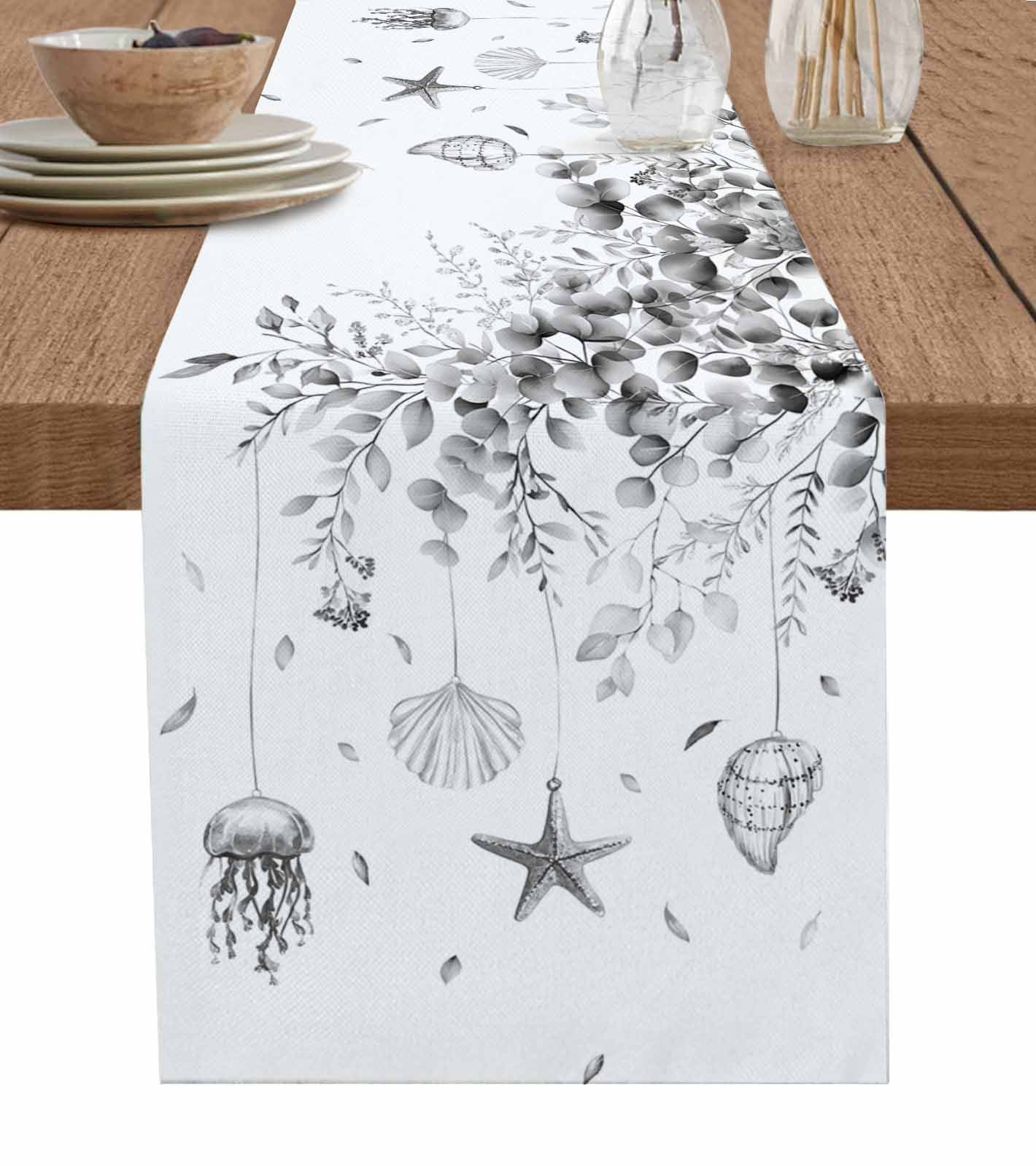 Hokiten Table Runners 72 Inches Long Dress Scarves, Grey Coastal ...
