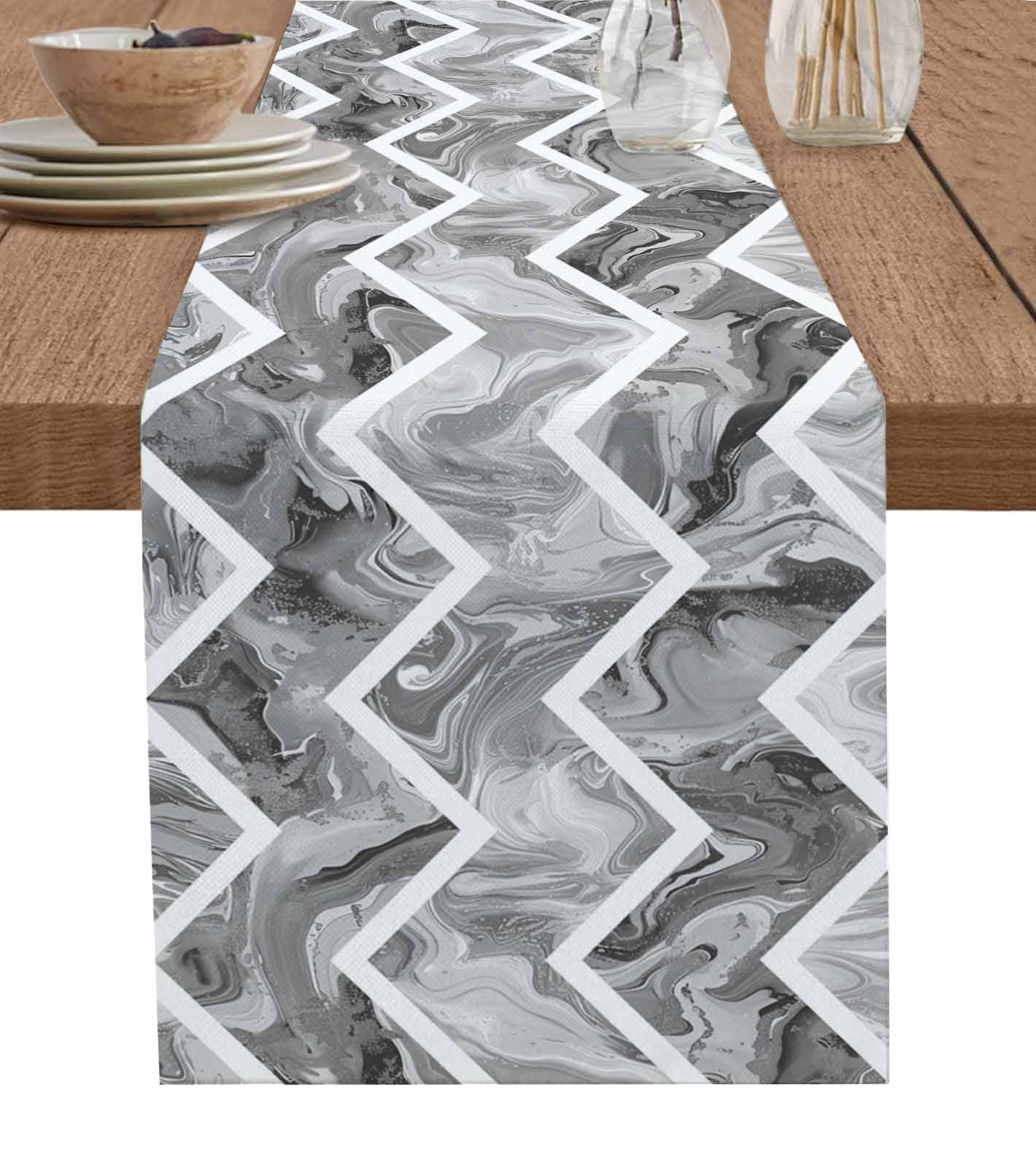Hokiten Table Runners 72 Inches Long Dress Scarves, Grey Marble ...
