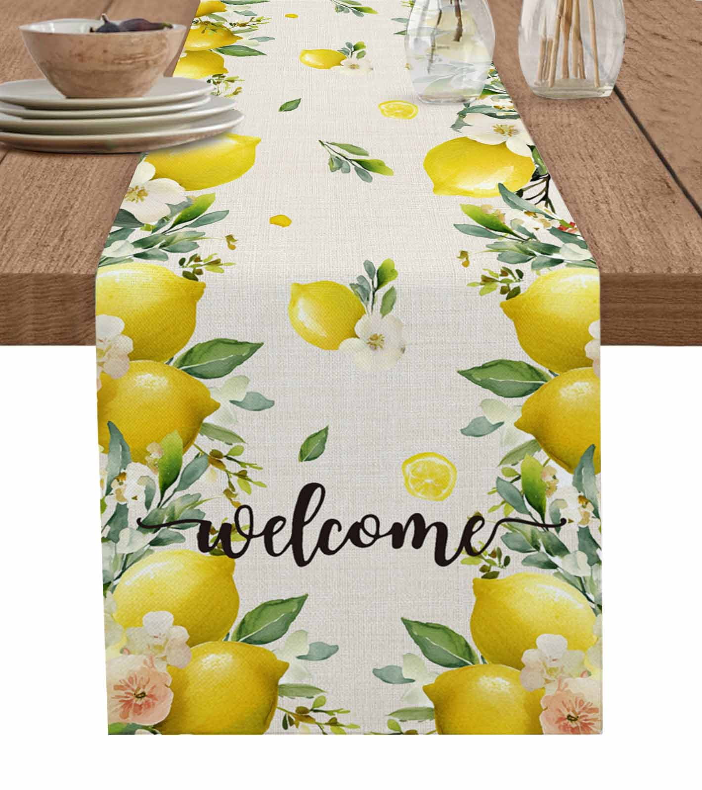 Hokiten Table Runners 72 Inches Long Dress Scarves, Lemon Farmhouse ...