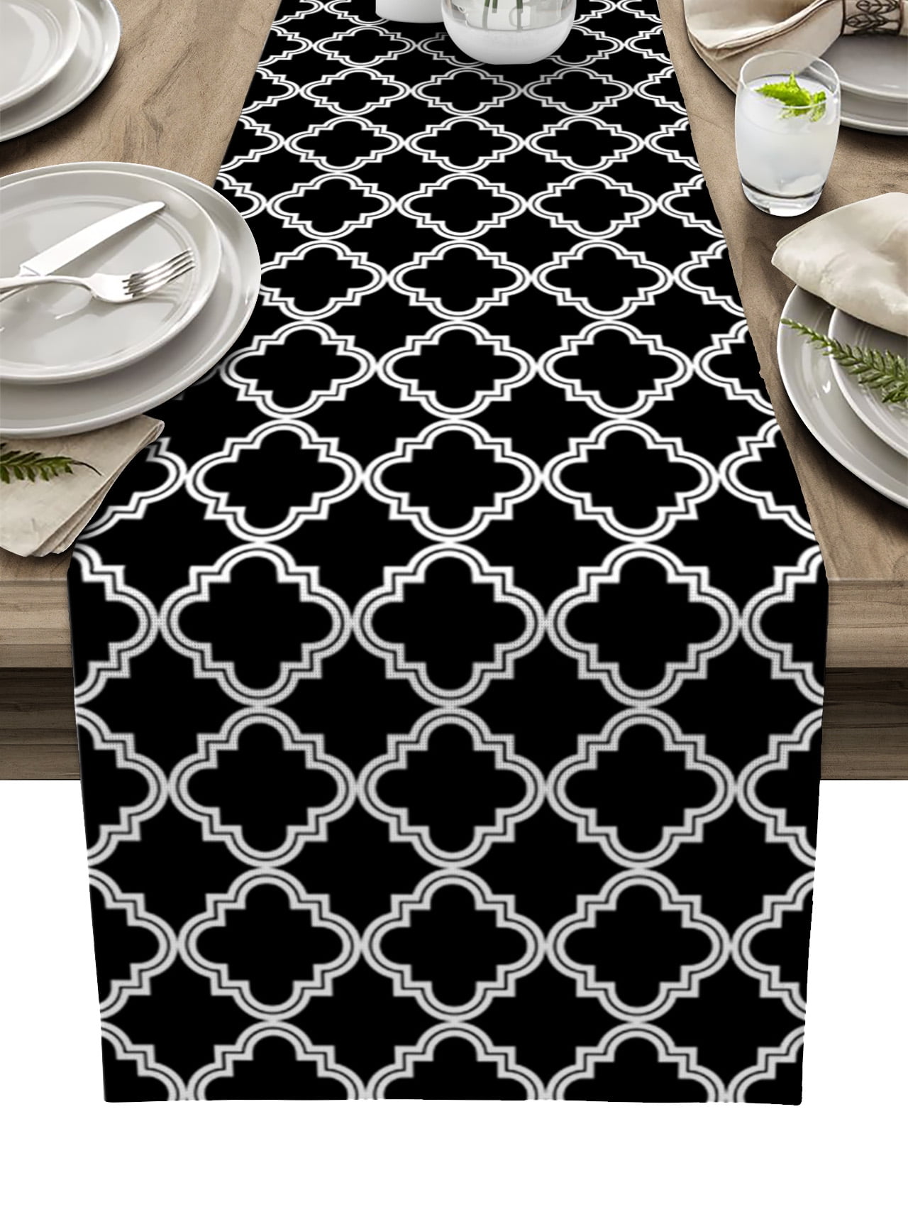 Hokiten Table Runners 72 Inches Long Dress Scarves, Modern Black ...