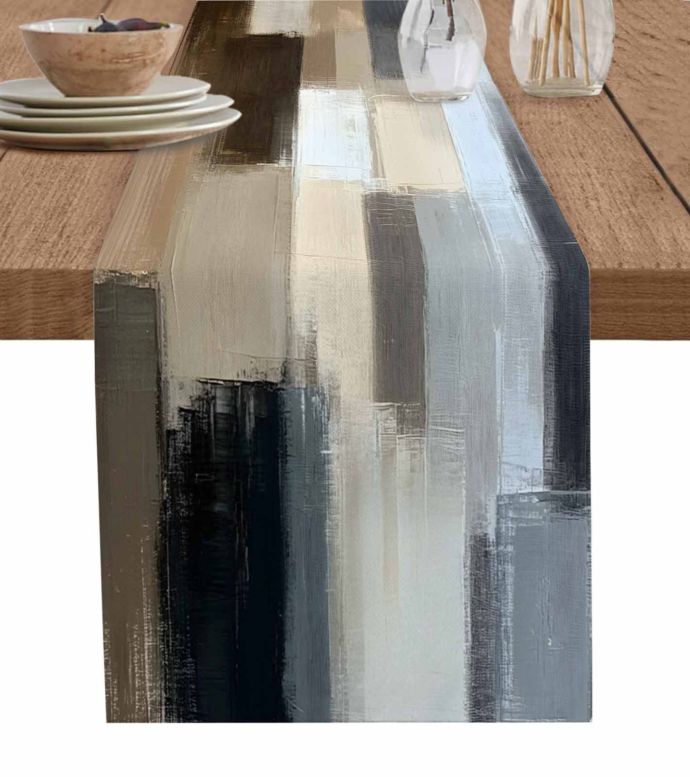 Hokiten Table Runners 72 Inches Long Dress Scarves, Modern Grey Brown ...