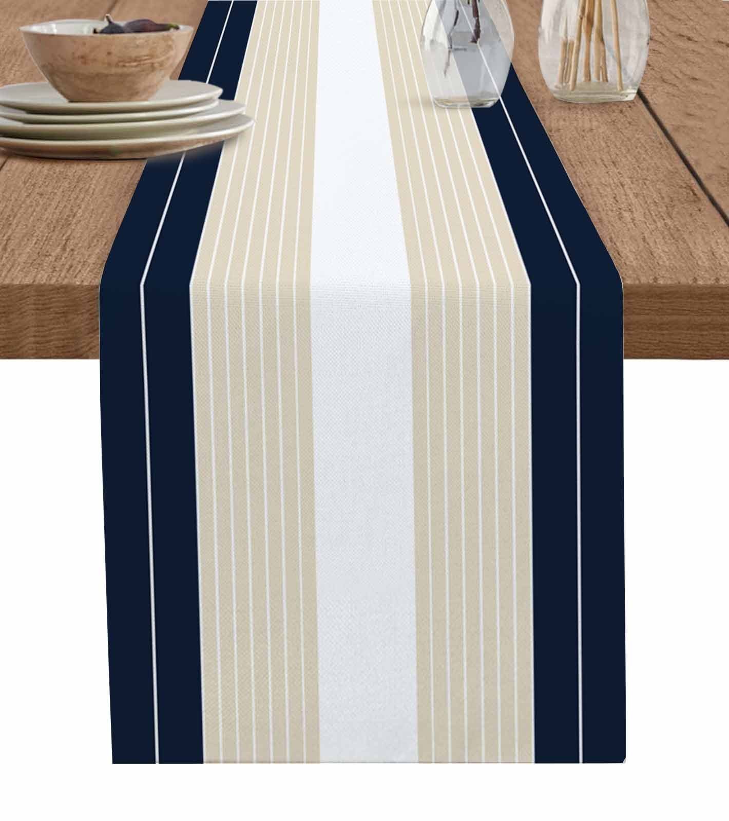 Hokiten Table Runners 72 Inches Long Dress Scarves, Navy Blue Beige ...