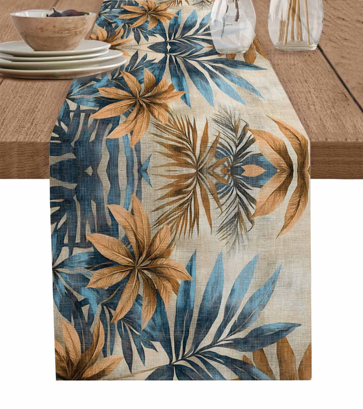 Hokiten Table Runners 72 Inches Long Dress Scarves, Navy Blue Brown ...