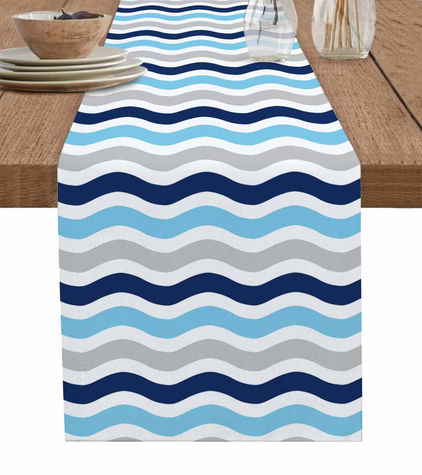 Hokiten Table Runners 72 Inches Long Dress Scarves, Navy Blue Grey ...