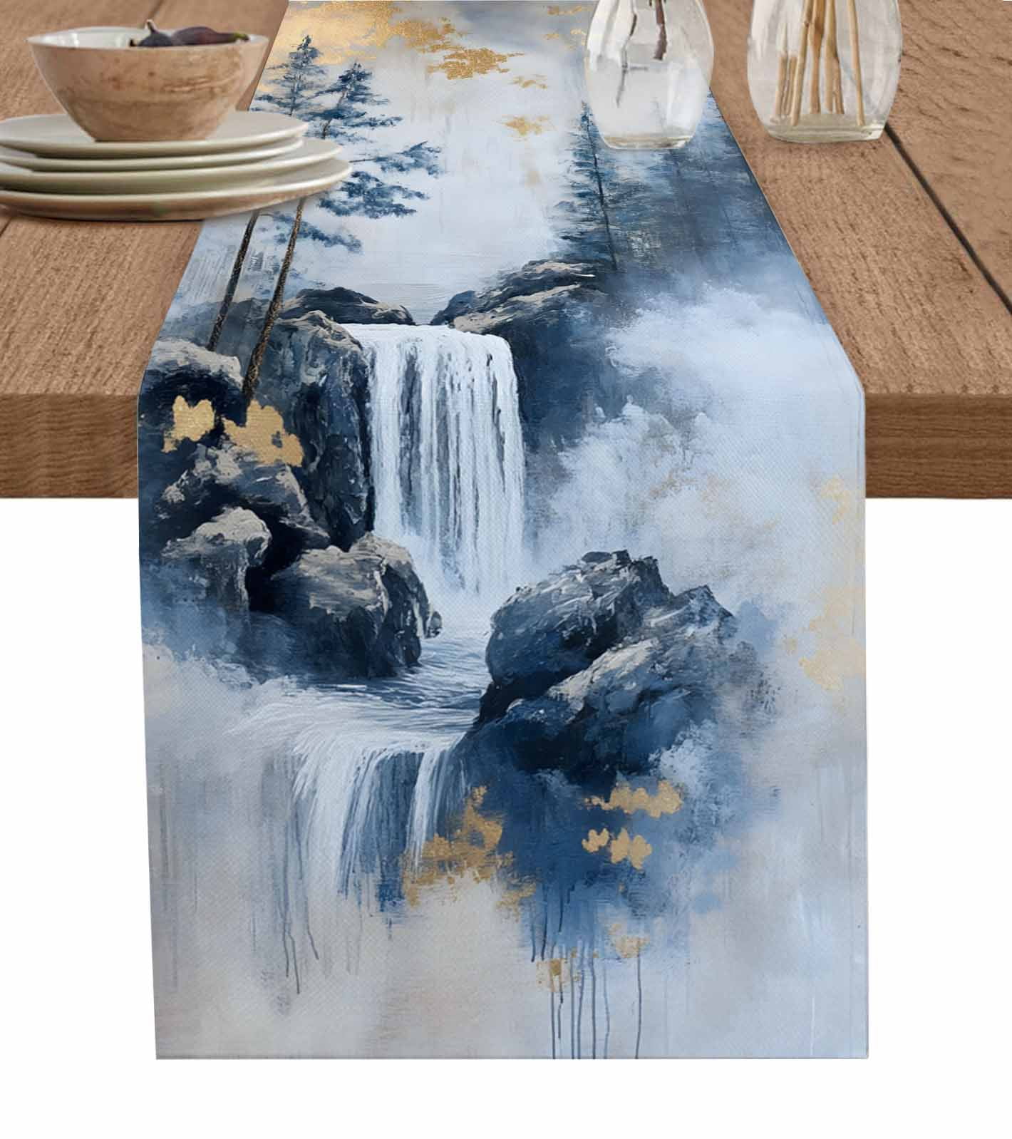 Hokiten Table Runners 72 Inches Long Dress Scarves, Navy Blue Mountain ...