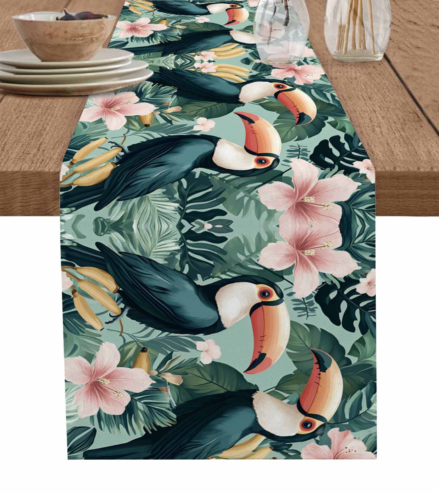 Hokiten Table Runners 72 Inches Long Dress Scarves, Parrot Flower ...