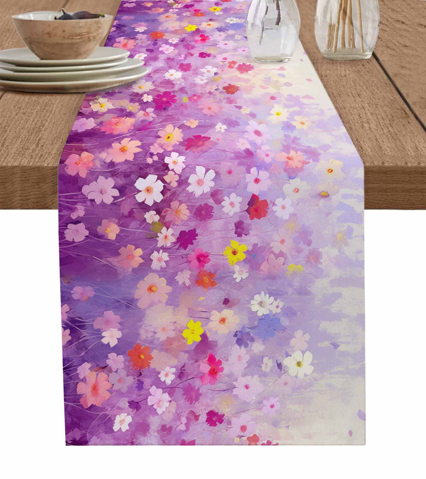 Hokiten Table Runners 72 Inches Long Dress Scarves, Pink Spring Floral ...