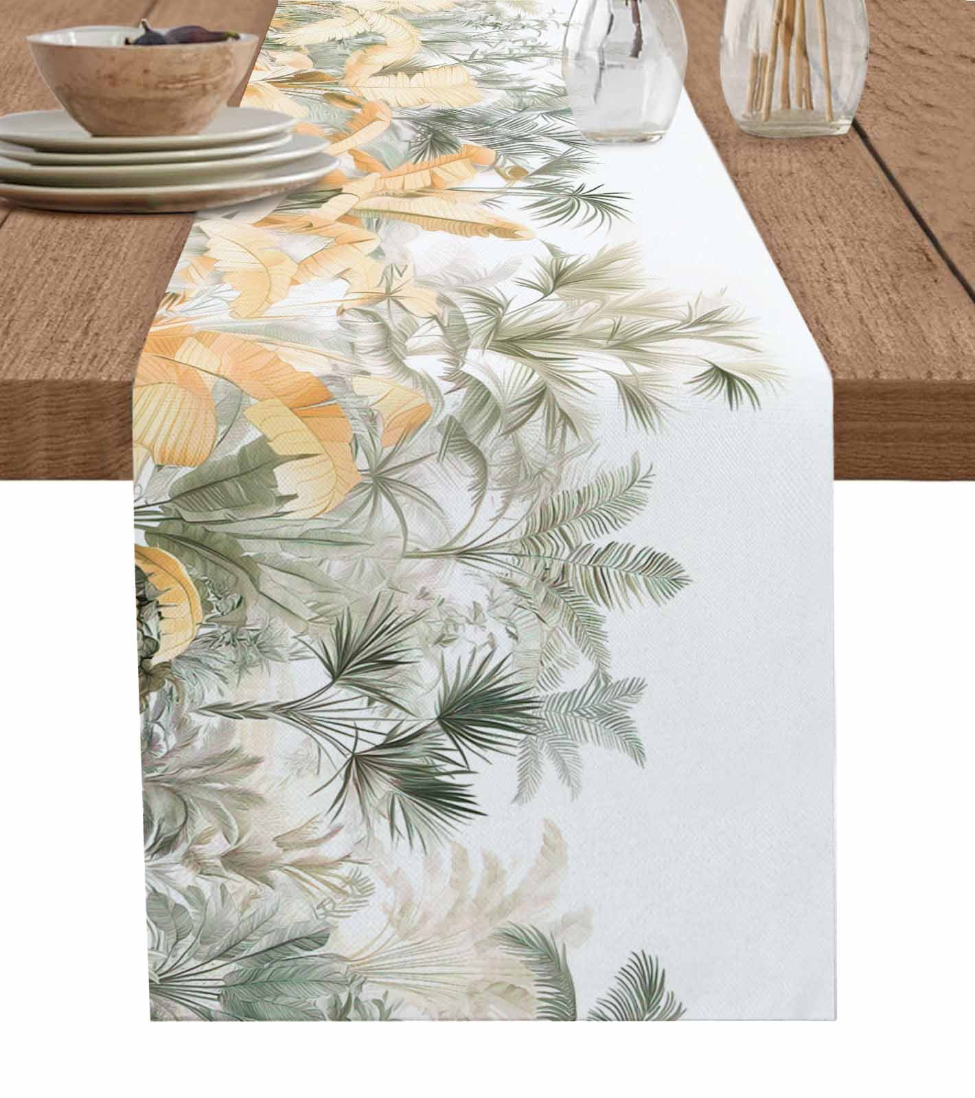 Hokiten Table Runners 72 Inches Long Dress Scarves, Sage Green Palm ...