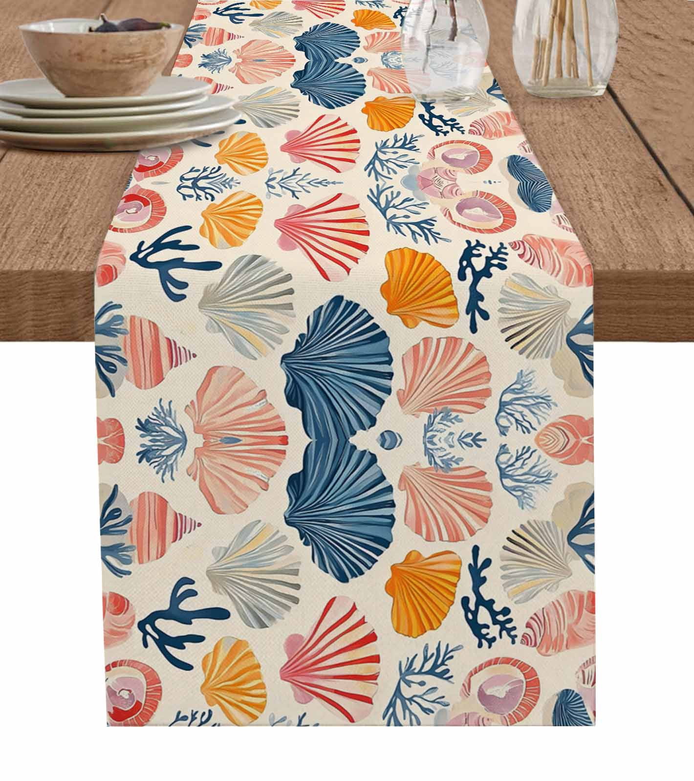 Hokiten Table Runners 72 Inches Long Dress Scarves, Shell Coastal ...