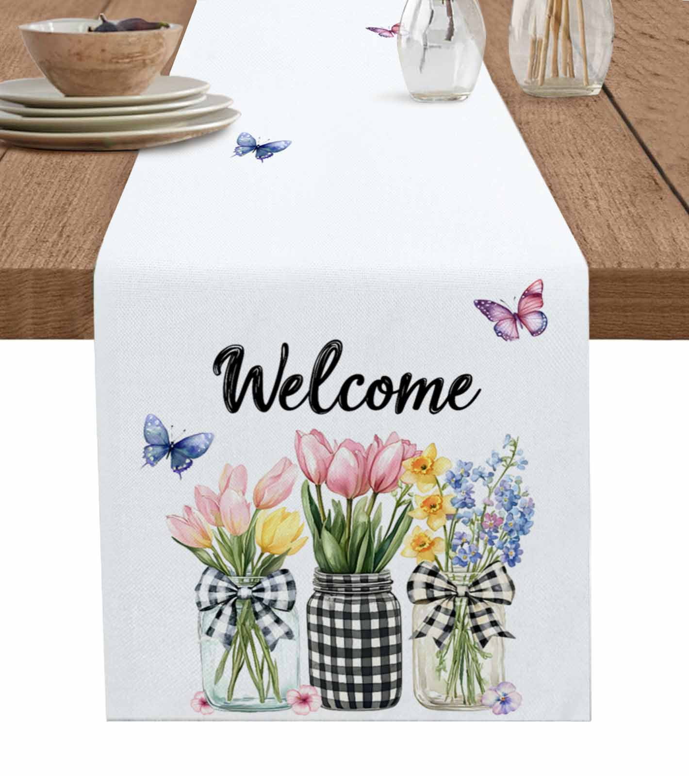 Hokiten Table Runners 72 Inches Long Dress Scarves, Spring Flowers ...