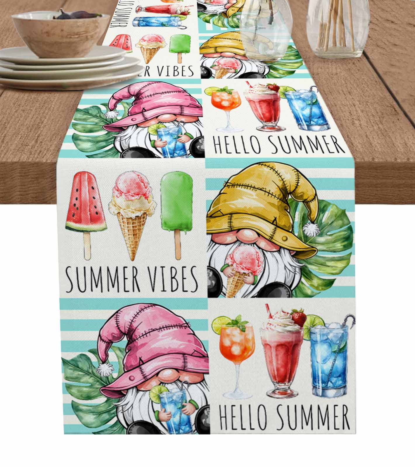 Hokiten Table Runners 72 Inches Long Dress Scarves, Summer Gnomes ...