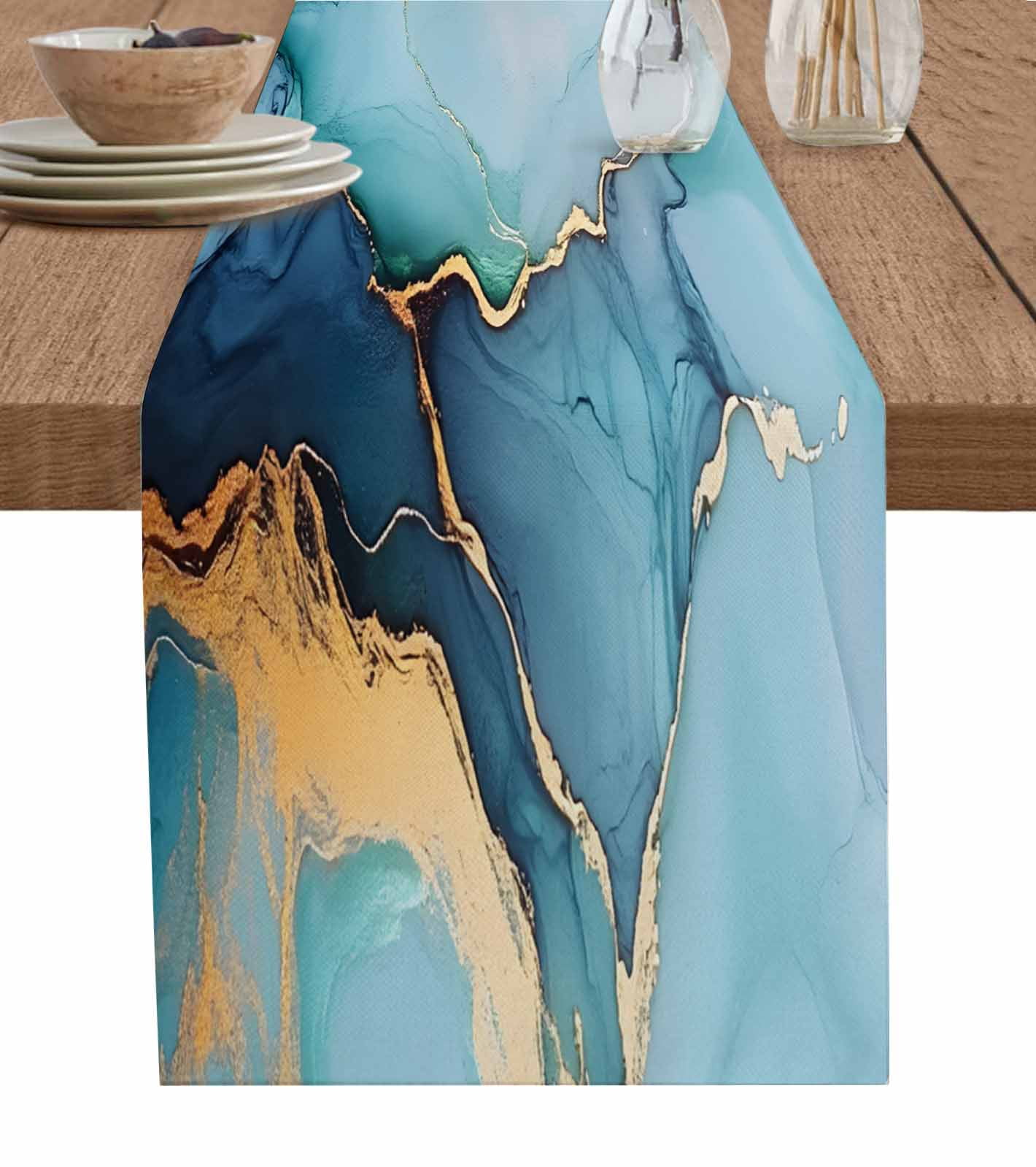 Hokiten Table Runners 72 Inches Long Dress Scarves, Turquoise Gold ...