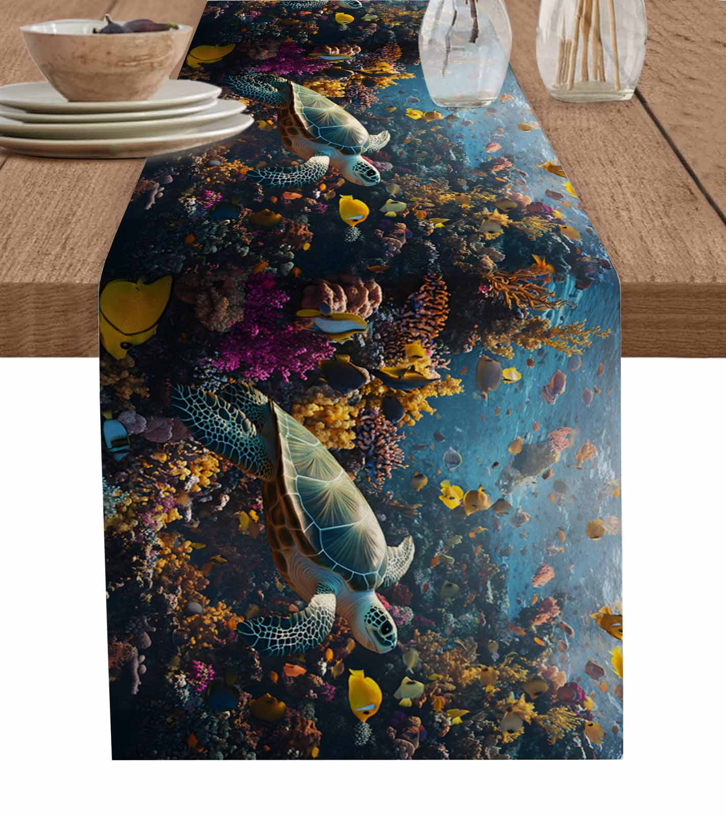 Hokiten Table Runners 72 Inches Long Dress Scarves, Turtle Farmhouse ...