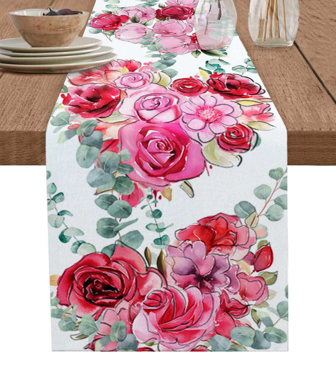 Hokiten Table Runners 72 Inches Long Dress Scarves, Valentine's Flower ...