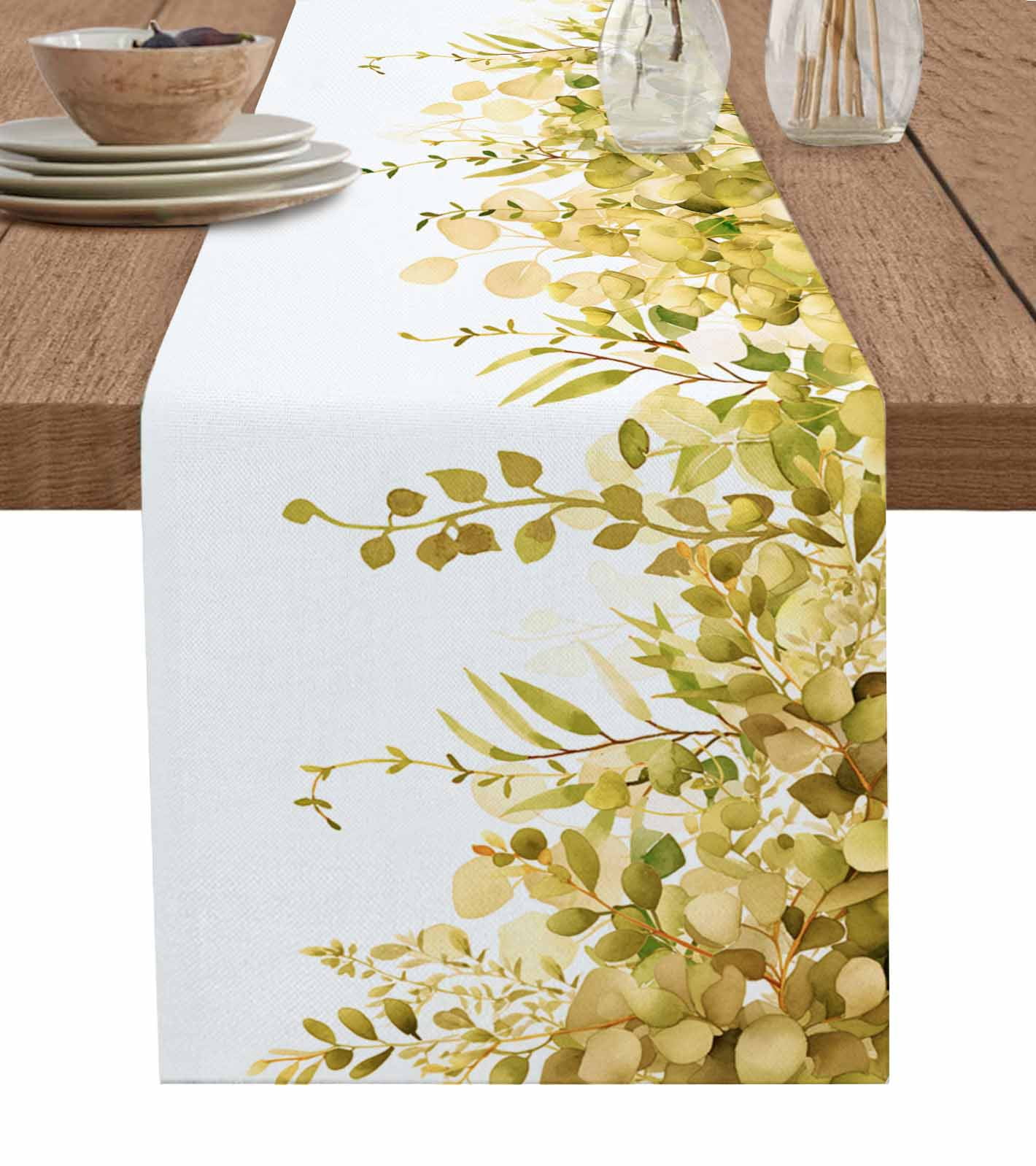 Hokiten Table Runners 72 Inches Long Dress Scarves, Yellow Eucalyptus ...