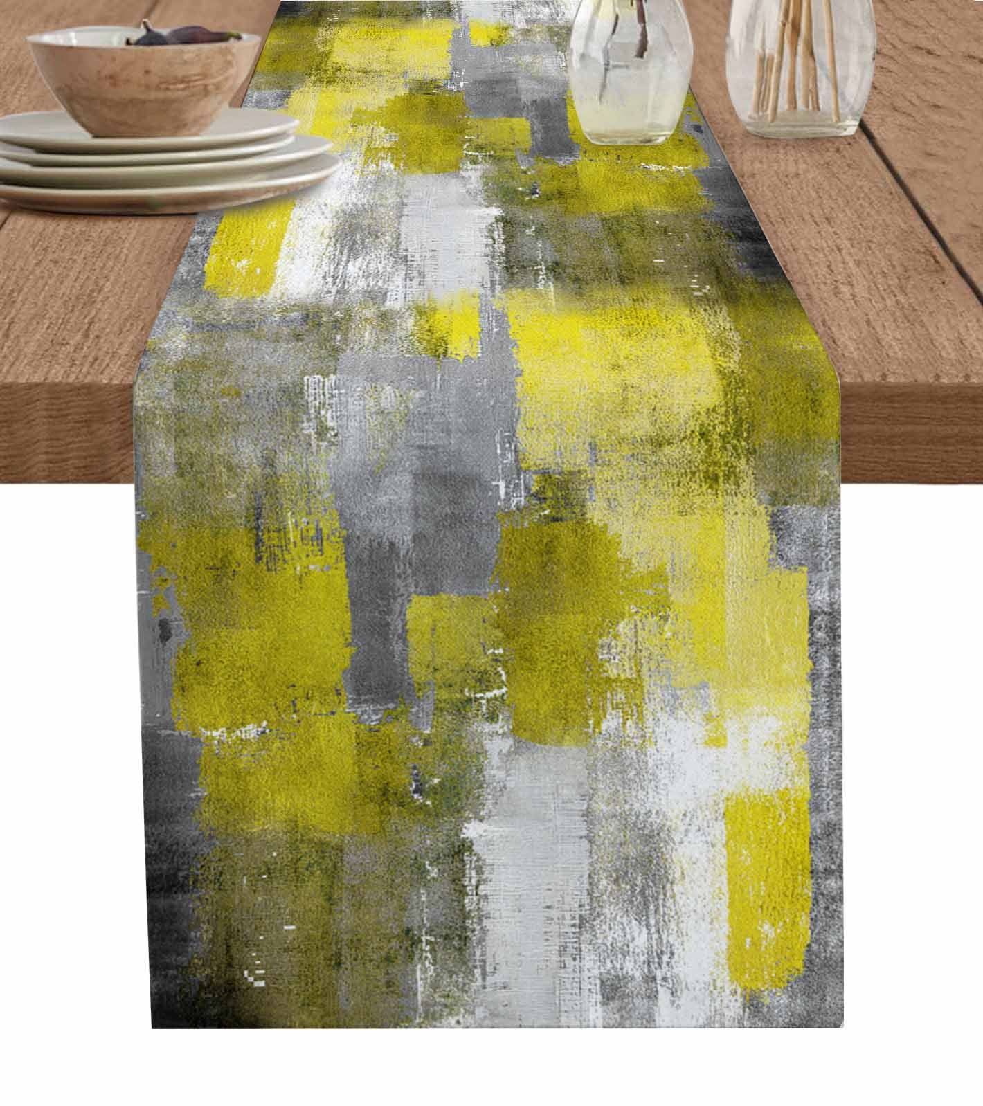 Hokiten Table Runners 72 Inches Long Dress Scarves, Yellow Grey ...