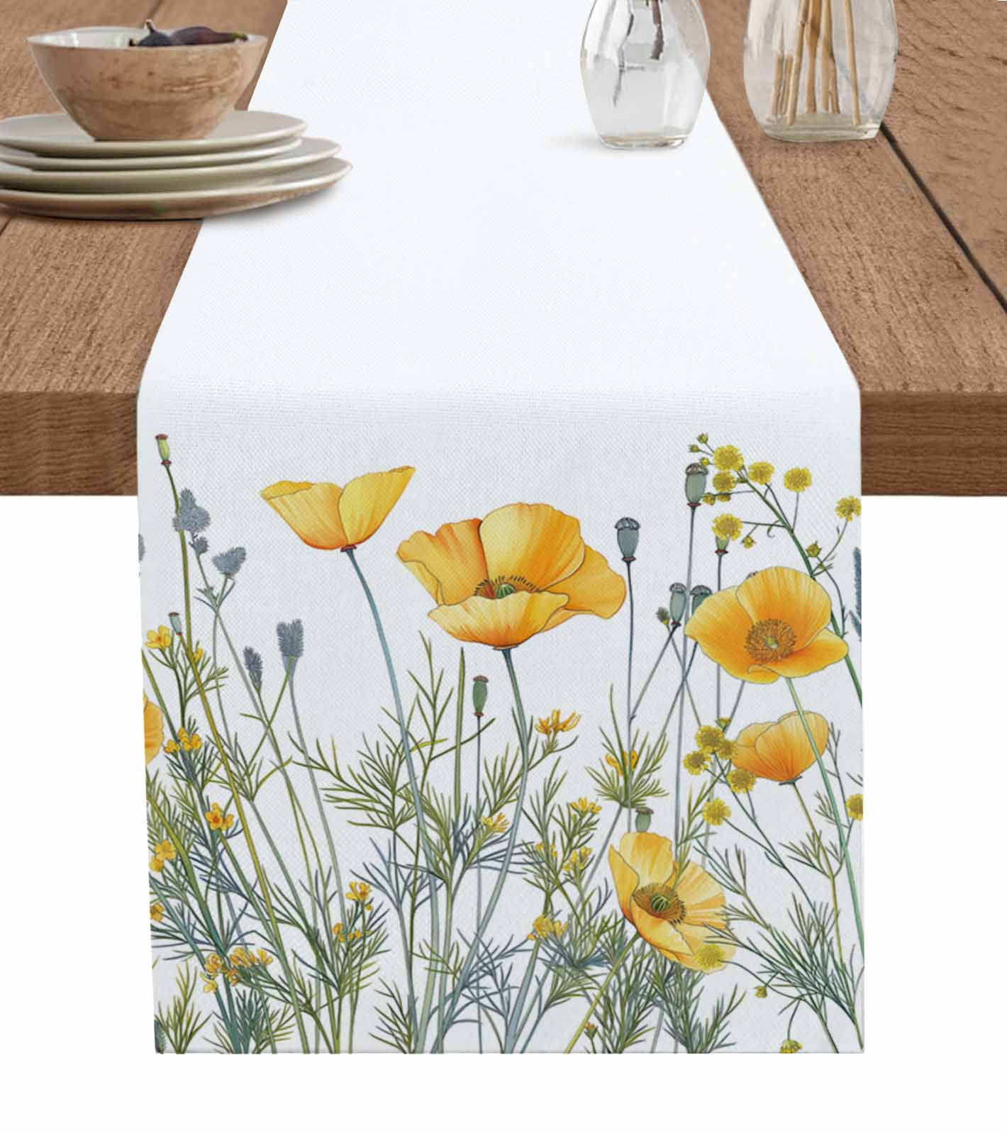 Hokiten Table Runners 72 Inches Long Dress Scarves, Yellow Spring ...