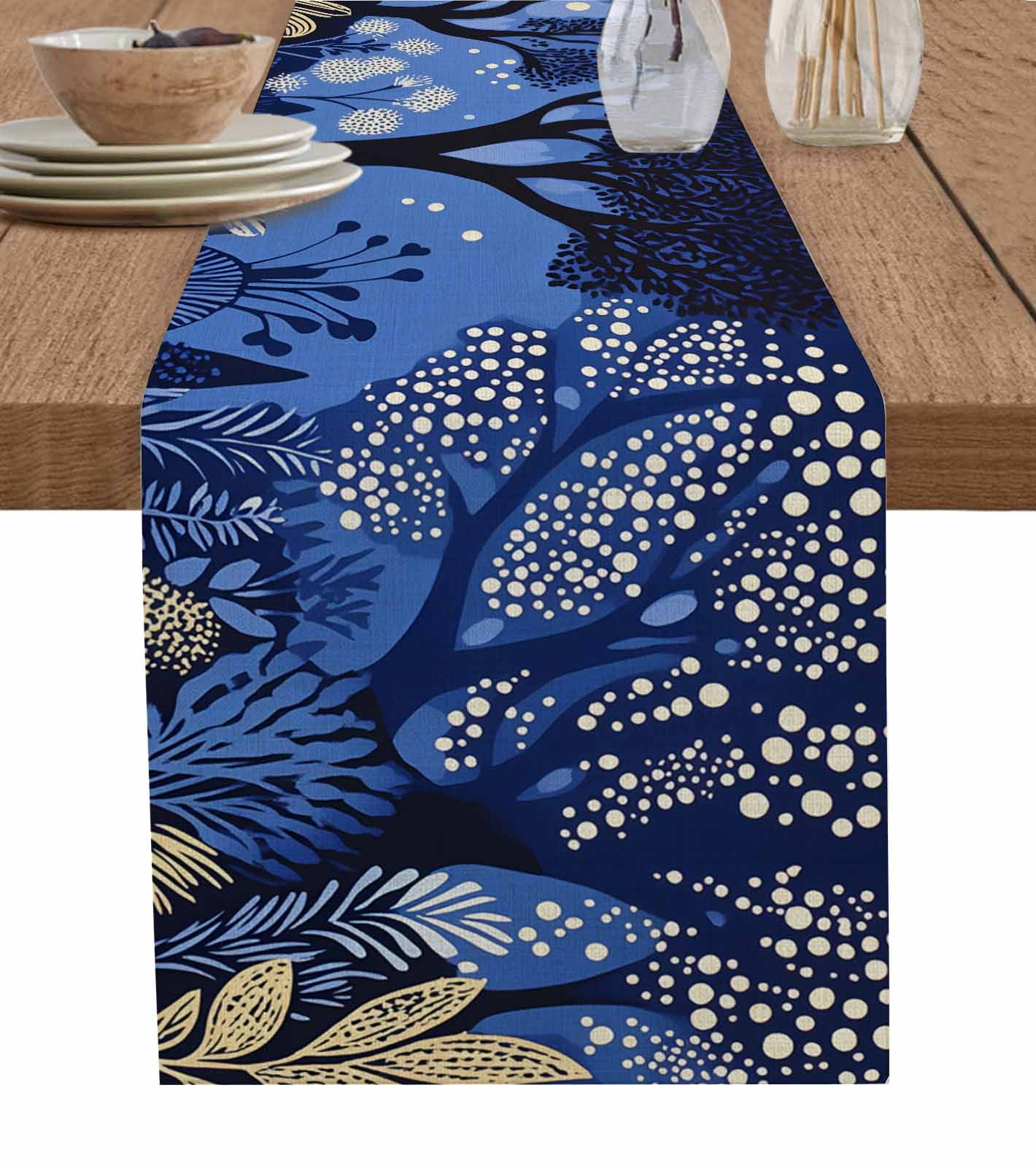 Hokiten Table Runners 90 Inches Long Dress Scarves, Blue Black ...