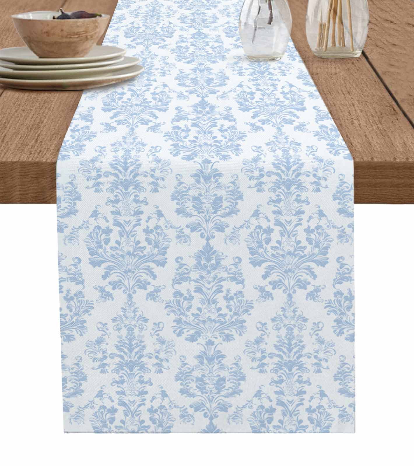 Hokiten Table Runners 90 Inches Long Dress Scarves, Blue Boho Floral ...