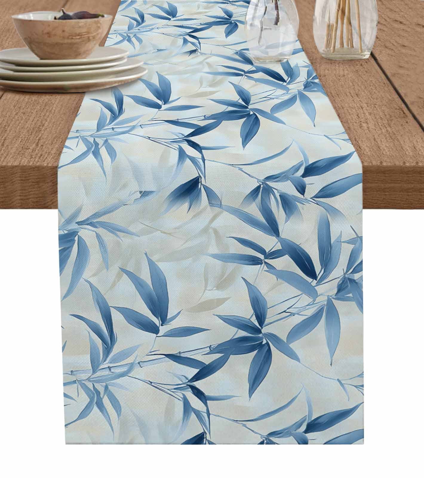 Hokiten Table Runners 90 Inches Long Dress Scarves, Blue Botanical ...