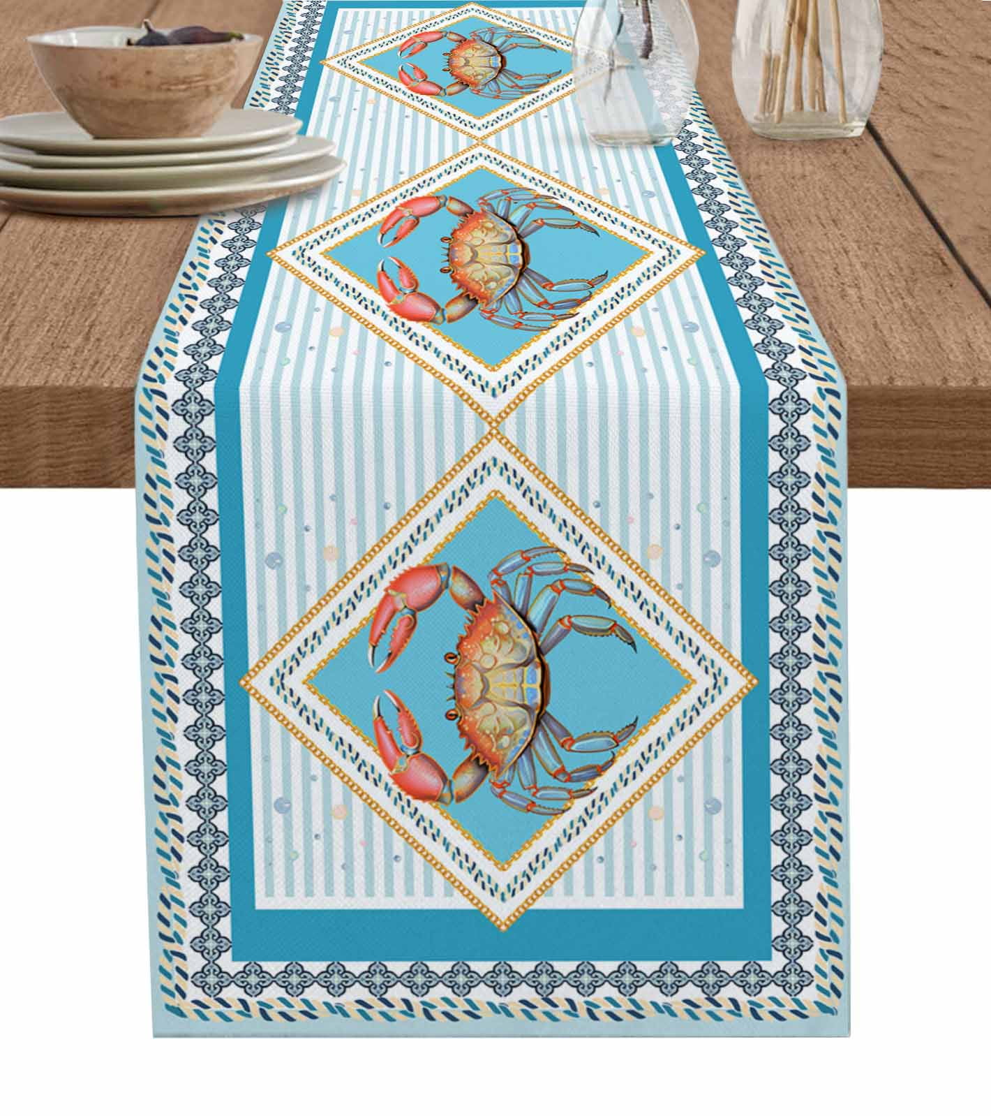 Hokiten Table Runners 90 Inches Long Dress Scarves, Blue Crab Nautical ...