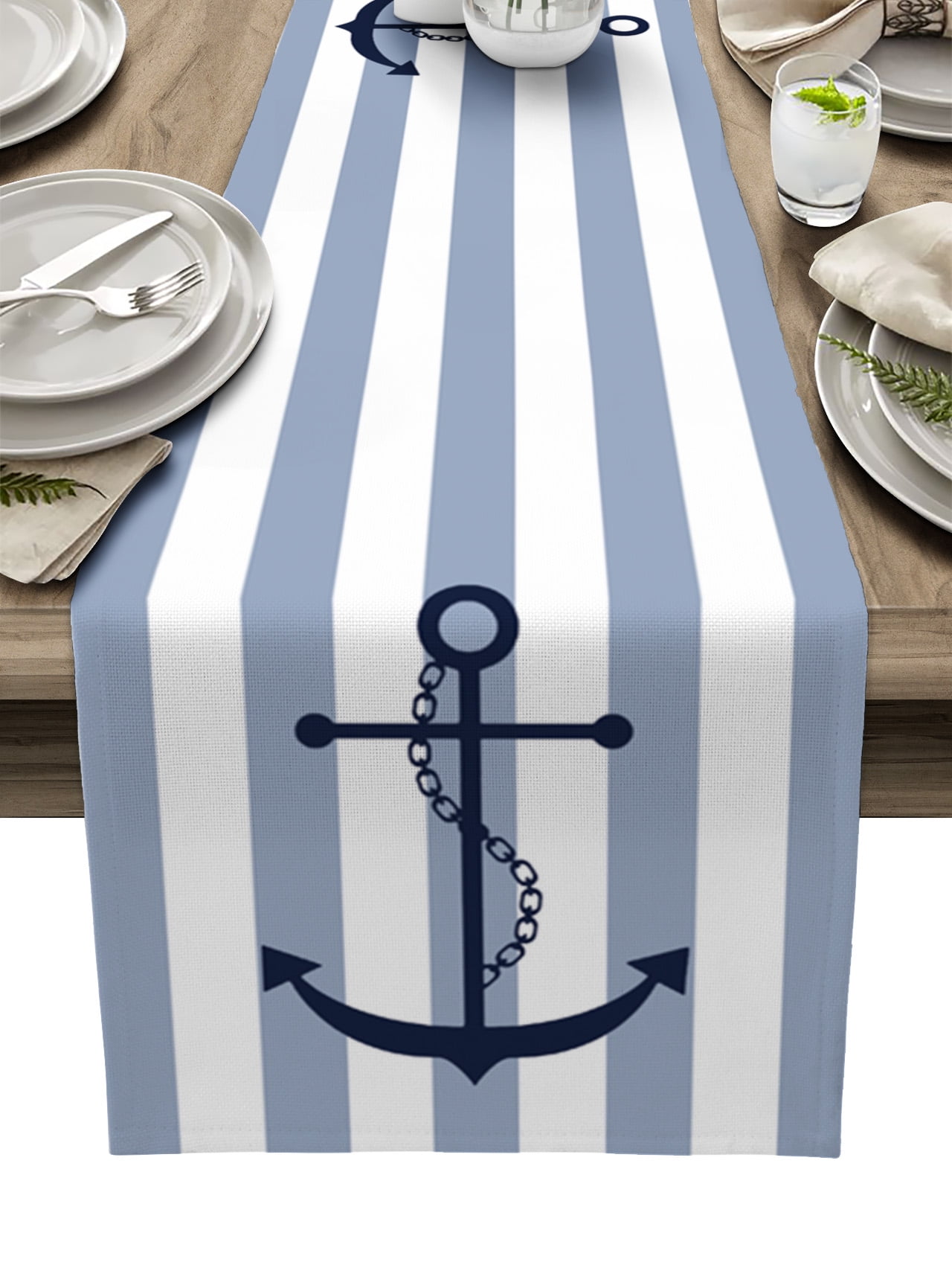 Hokiten Table Runners 90 Inches Long Dress Scarves, Blue White Striped ...