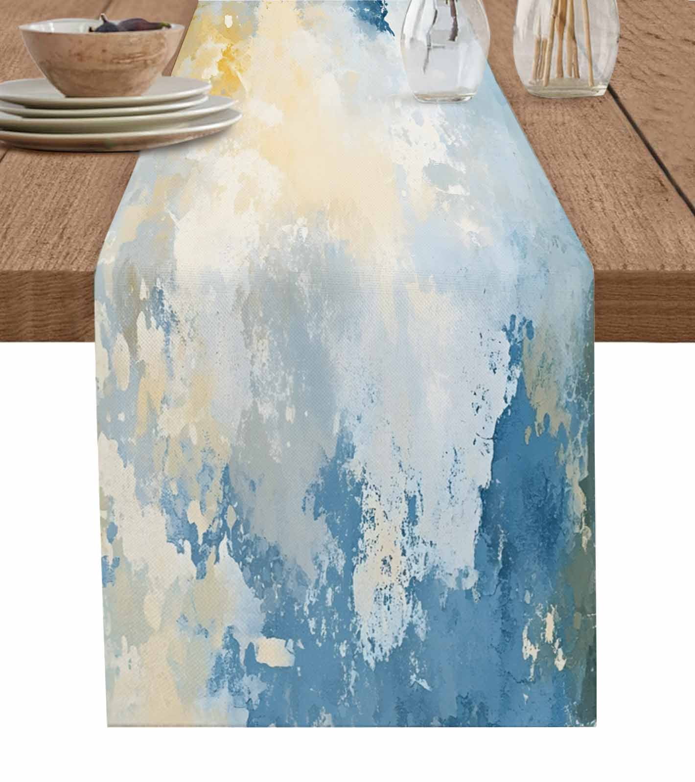 Hokiten Table Runners 90 Inches Long Dress Scarves, Blue Yellow ...