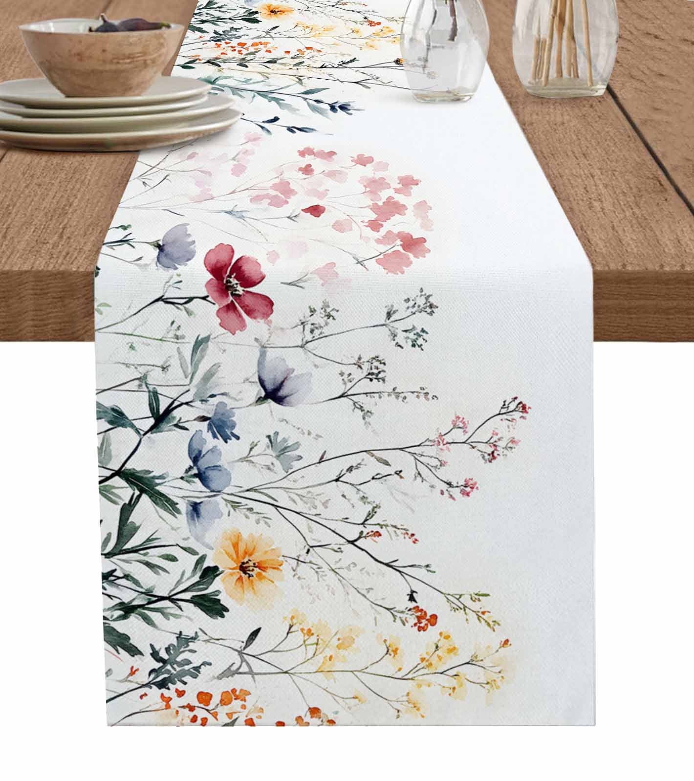 Hokiten Table Runners 90 Inches Long Dress Scarves, Botanical Floral ...