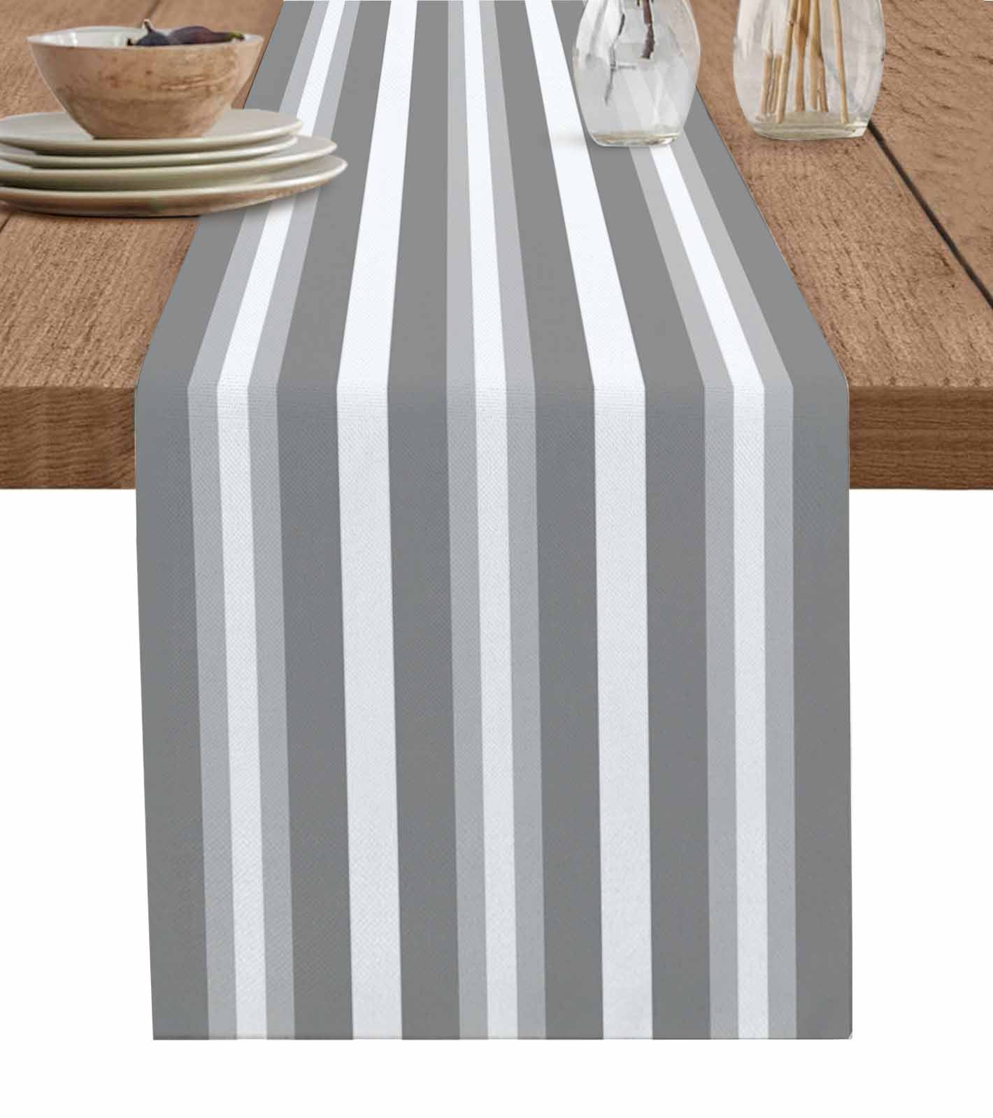 Hokiten Table Runners 90 Inches Long Dress Scarves, Grey Stripe Farmhouse Coffee/Dining/Kitchen ...