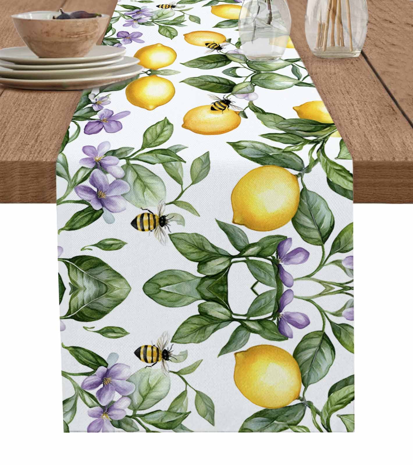 Hokiten Table Runners 90 Inches Long Dress Scarves, Lemon Farmhouse ...