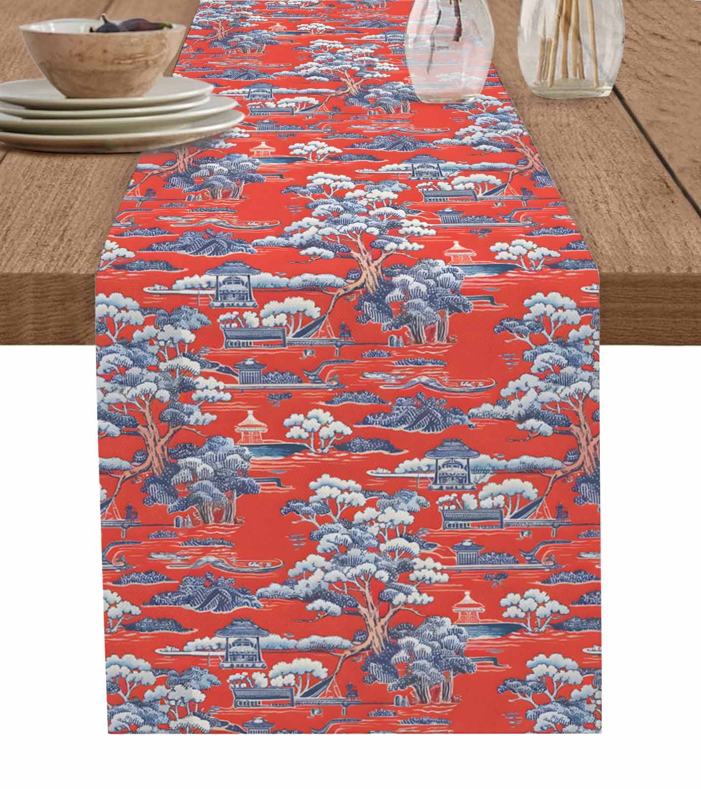 Hokiten Table Runners 90 Inches Long Dress Scarves, Red Garden ...