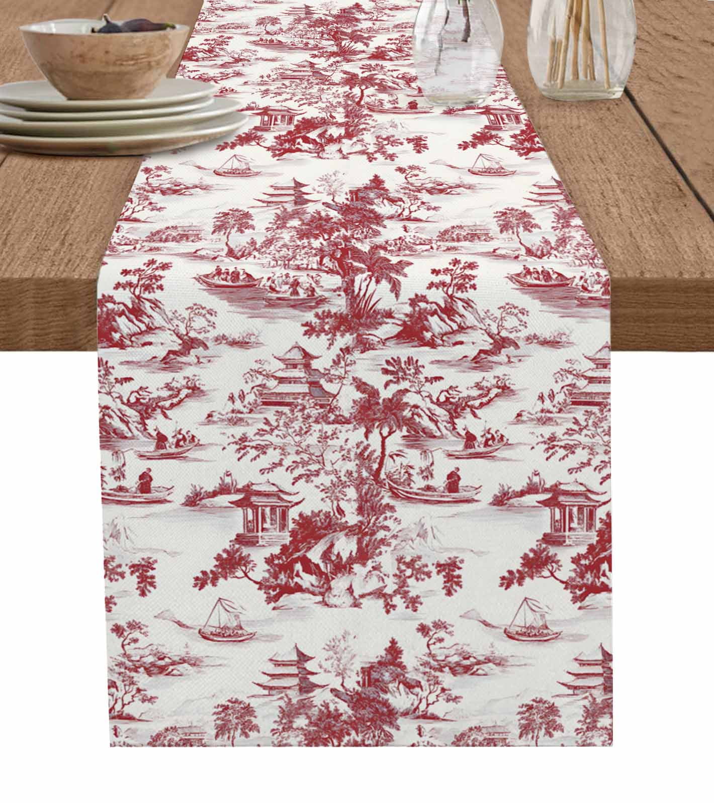Hokiten Table Runners 90 Inches Long Dress Scarves, Red Garden Retro ...