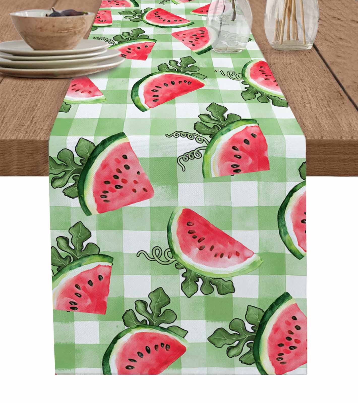 Hokiten Table Runners 90 Inches Long Dress Scarves, Red Watermelon Farmhouse Coffee/Dining ...