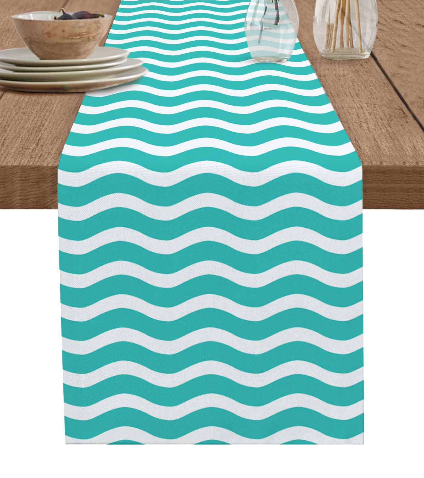 Hokiten Table Runners 90 Inches Long Dress Scarves, Teal Aqua Moire ...