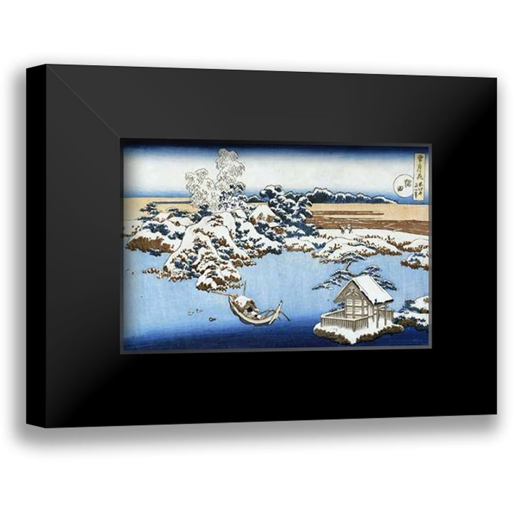 Hokusai 14x11 Black Modern Framed Museum Art Print Titled - A View Of Sumida River In Snow ...