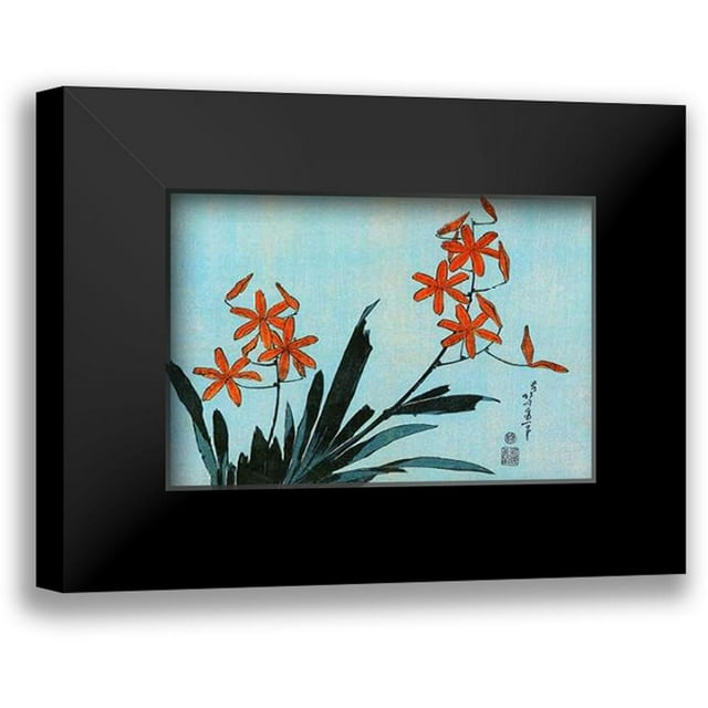 Hokusai 14x11 Black Modern Framed Museum Art Print Titled - Orange Orchids - Walmart.com