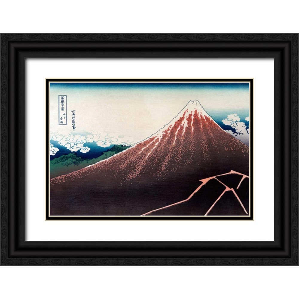 Hokusai 14x11 Black Ornate Wood Framed with Double Matting Museum Art ...