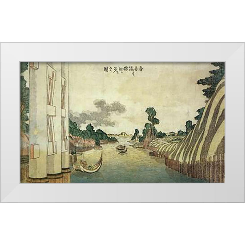 Hokusai 32x21 White Modern Wood Framed Museum Art Print Titled - A View ...