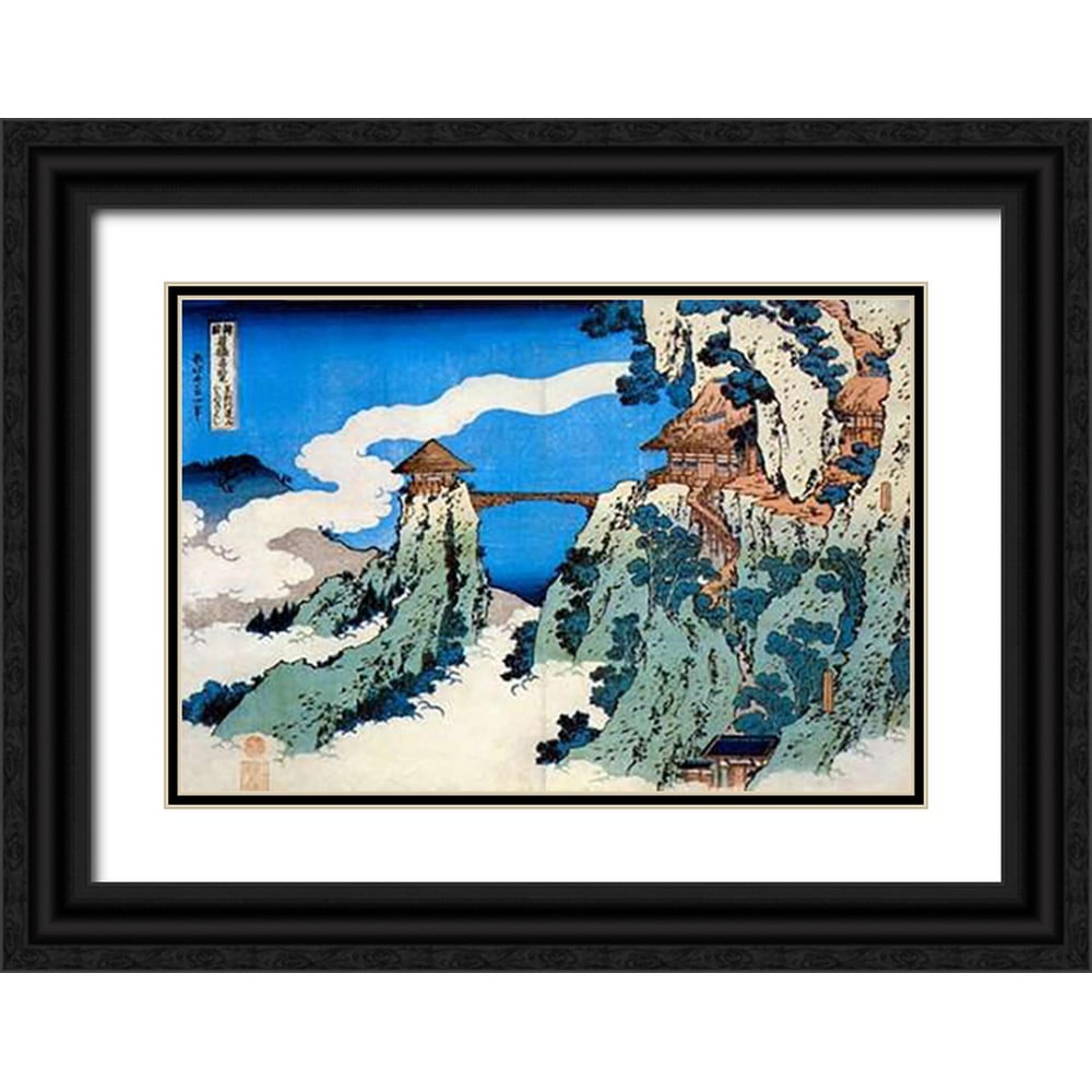 Hokusai 32x23 Black Ornate Wood Framed with Double Matting Museum Art ...