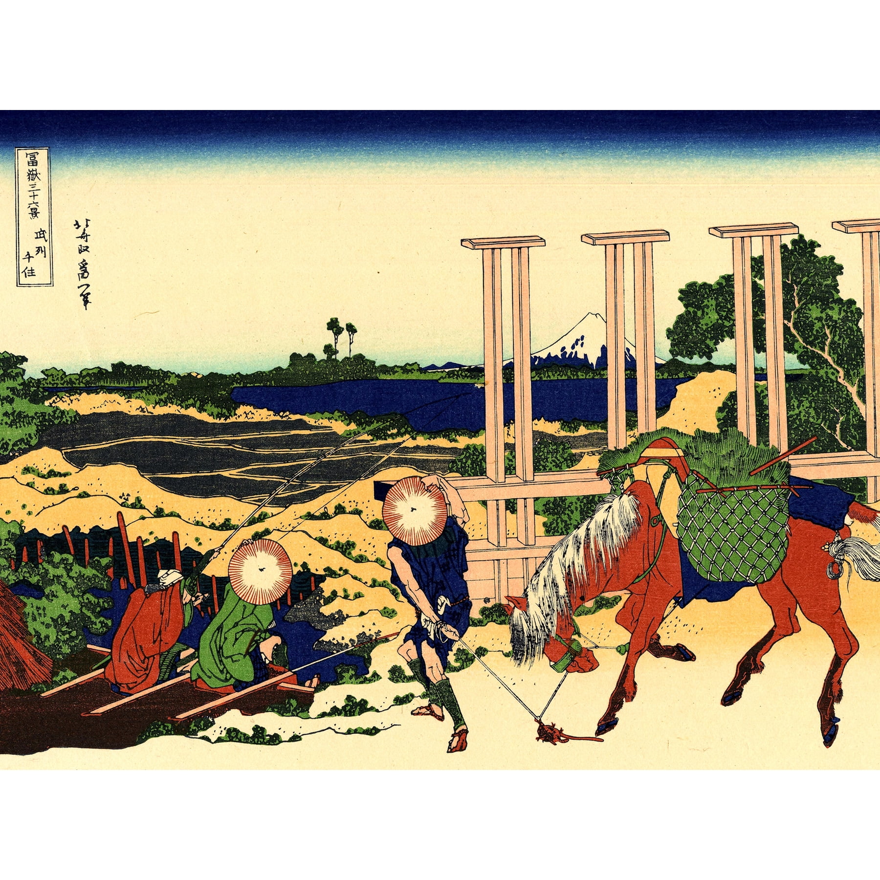 Hokusai 36 Views Fuji Senju Musashi Woodblock Japan Extra Large XL Wall ...