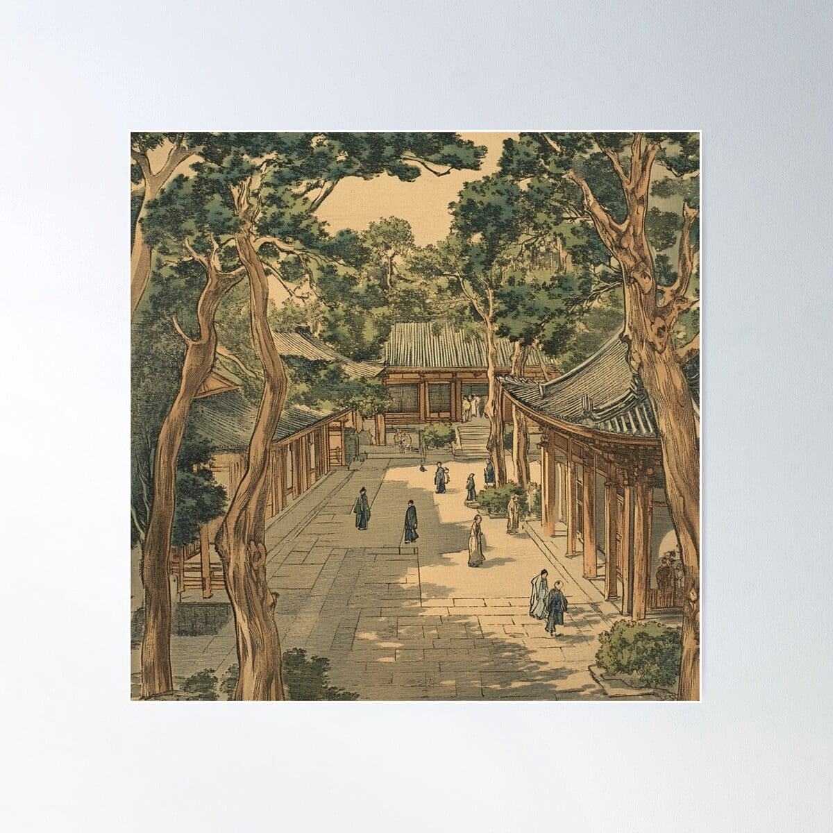 Hokusai - Inside The Courtyard Of The Toeizan Temple At Ueno Poster ...