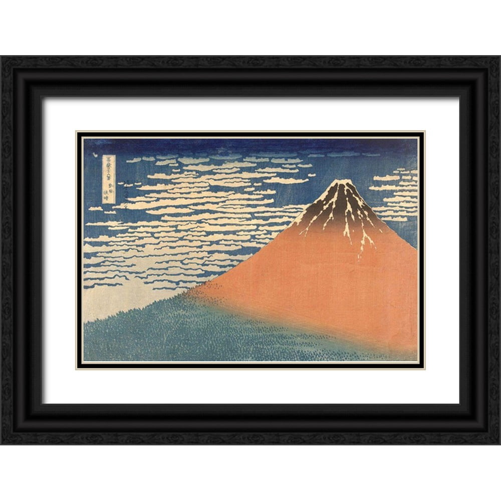 Hokusai, Katsushika 14x11 Black Ornate Wood Framed with Double Matting ...