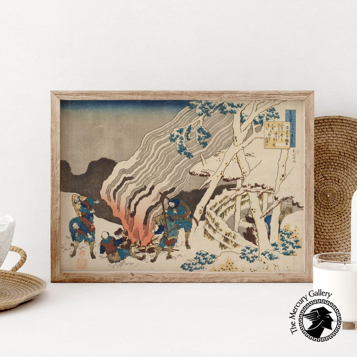 Hokusai Poster, Poem Of Courtier By The Fire, Vintage Ukiyo-E Wall Art ...