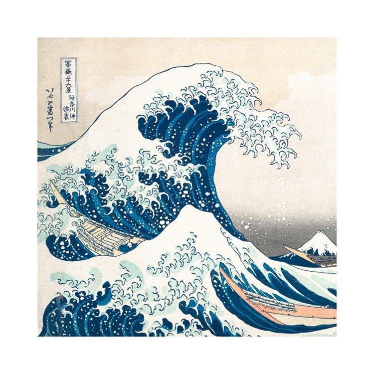 Hokusai - The Great Wave Square Print Wall Art, Modern Wall Decor For ...