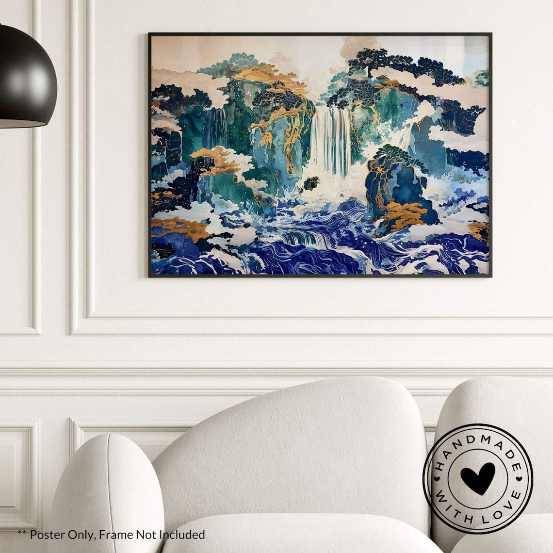 Hokusai Traditional Woodblock Japanese Waterfall Framed Or Wall Art ...
