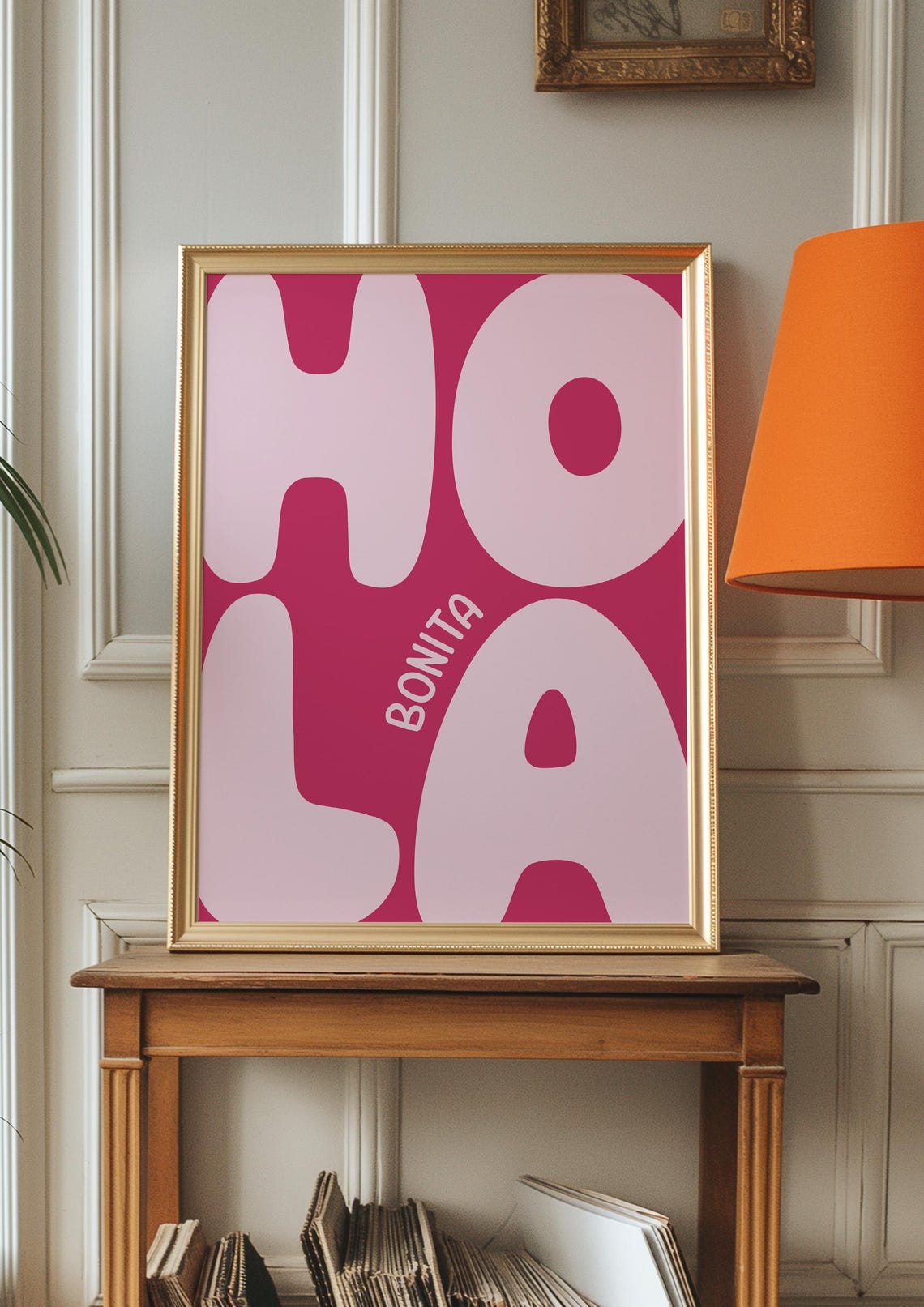 Hola Bonita Art Print, Spanishful Art, Preppy Apartment Wall Decor ...