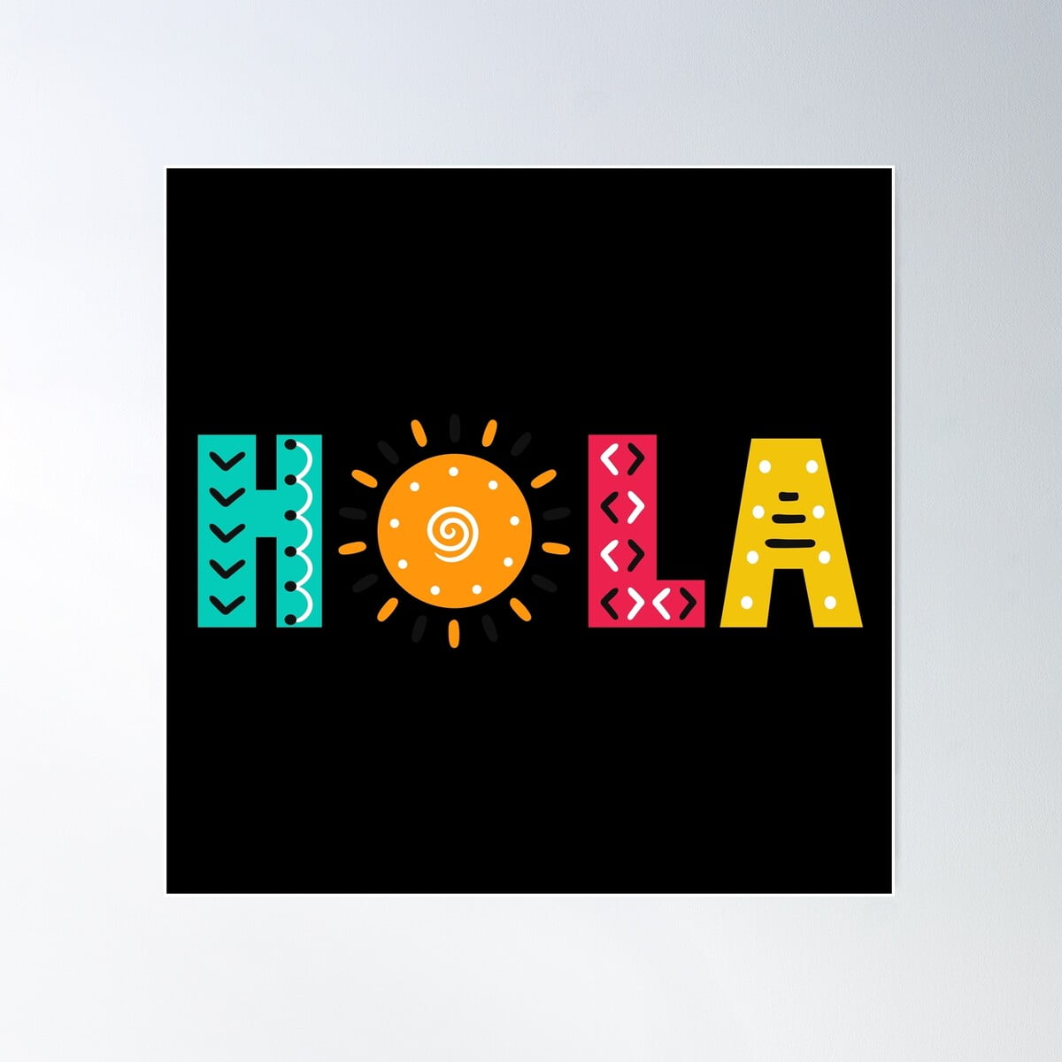 Hola Poster Wall Art, Modern Wall Decor For Living Room Bedroom, 24x24 ...