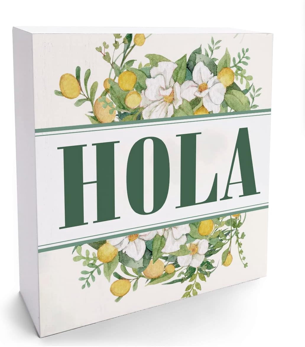 Hola Sign Welcome Sign Desk Decor Wooden Box Sign Watercolor Hand Drawn ...