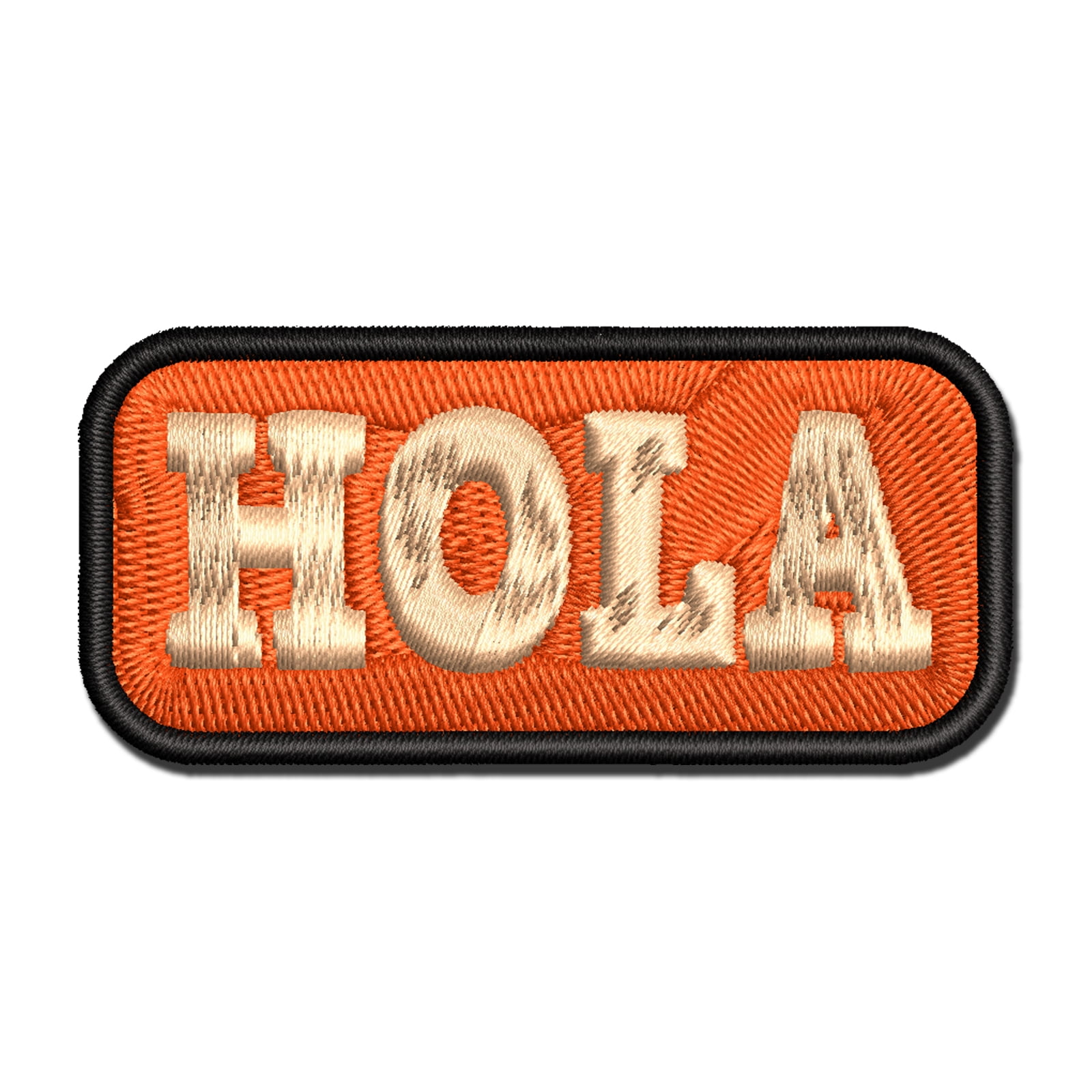 Hola Spanish Hi Hello Applique Multi-Color Embroidered Hook & Loop ...