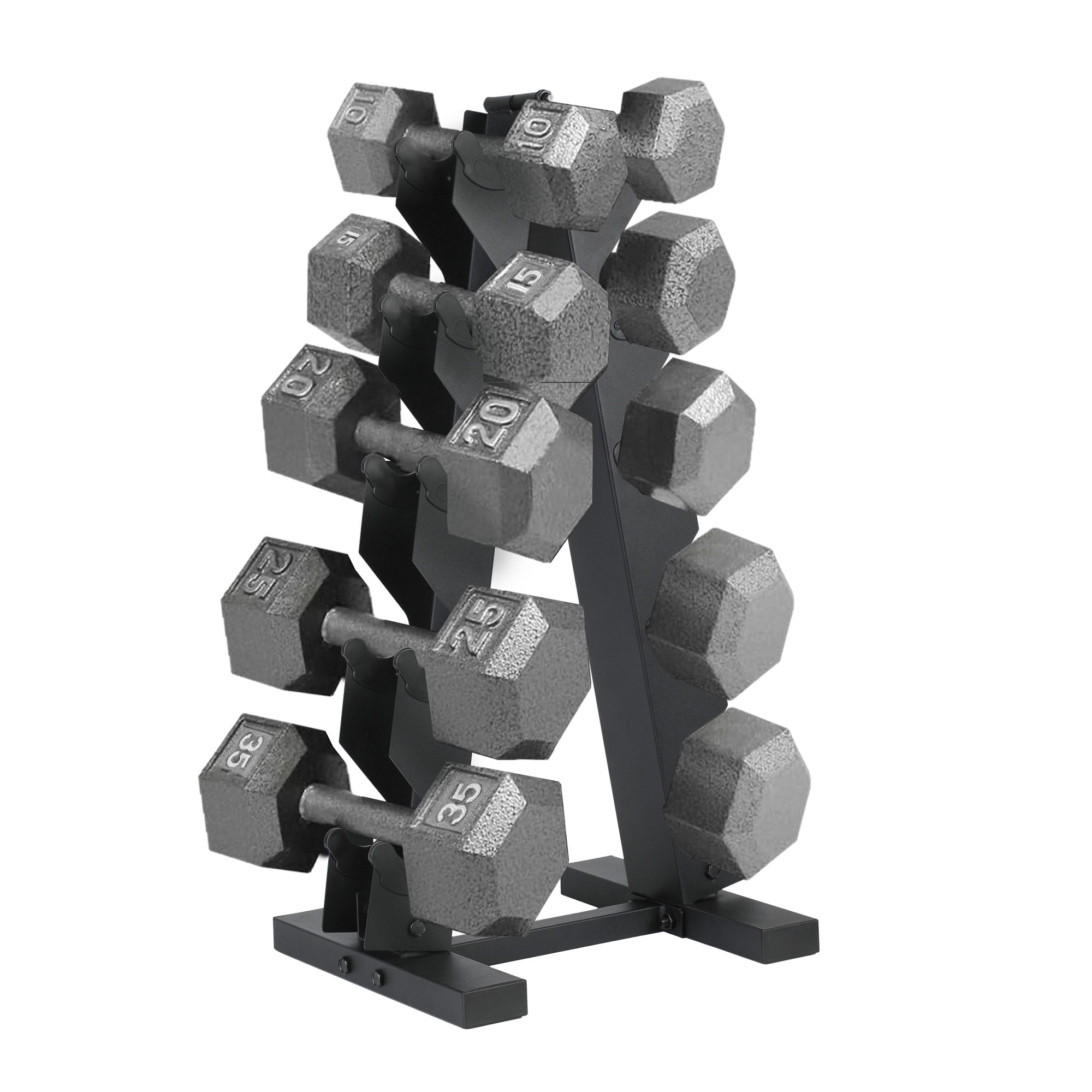 HolaHatha Dumbbell Weight Set, Cast Iron with PVC Coating, 10 to 35 lb ...